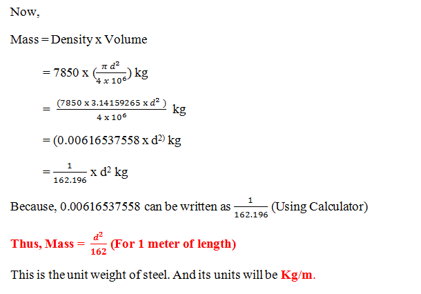 Easy Way To Calculate Unit Weight Of Steel Rod | 6 Types Of Steel ...