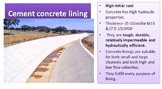 Types Of Canal Lining | Requirements, Advantages, Disadvantages