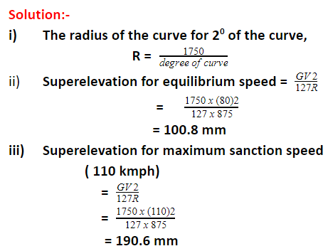 The Geometric Design Of Railway Track With Numerical Example