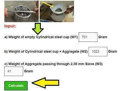Aggregate Impact/Crushing Value Test Calculator