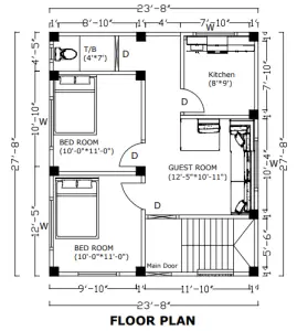 621 Square Feet - 23x27 Feet Home Plan With Cost