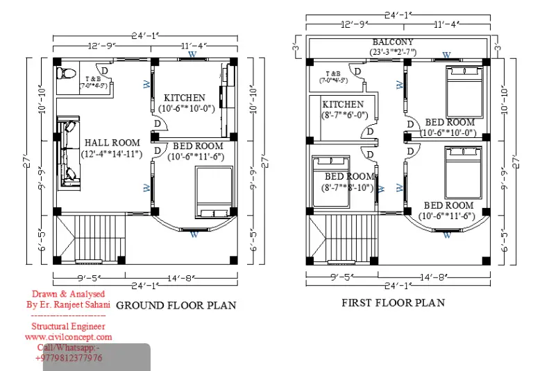 648 Square Feet - 24x27 Feet Home Plan